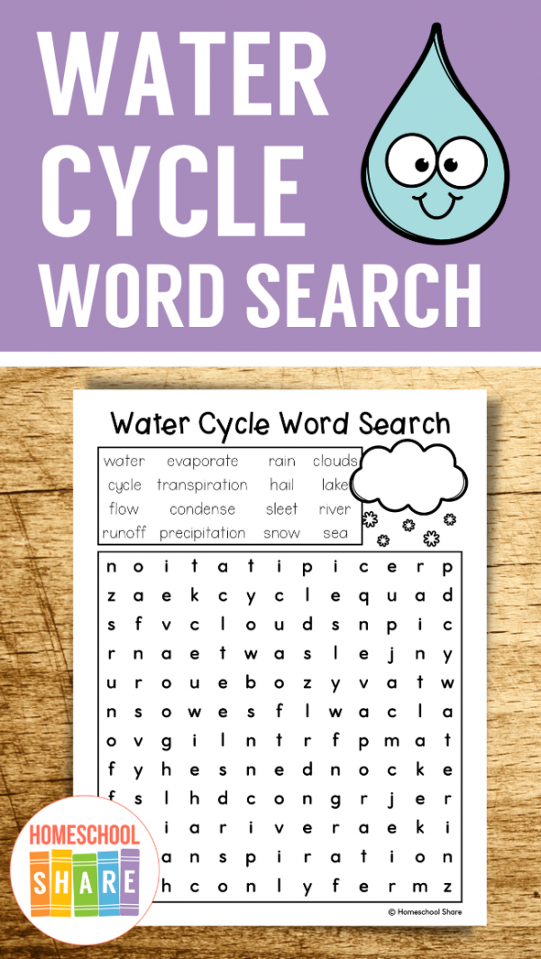 Free Water Cycle Word Search - Homeschool Share