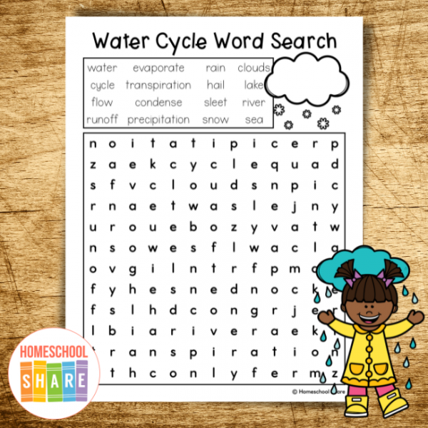 Free Water Cycle Word Search Homeschool Share