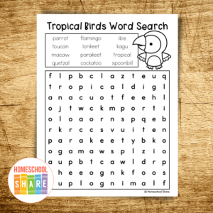 Free Birds Word Search - Homeschool Share