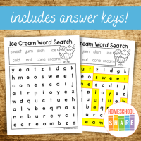 Free Ice Cream Word Search - Homeschool Share