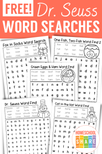 Free Printable Dr. Seuss Word Search - Homeschool Share