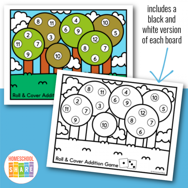 Forest Roll and Cover Dice Games (free!) - Homeschool Share