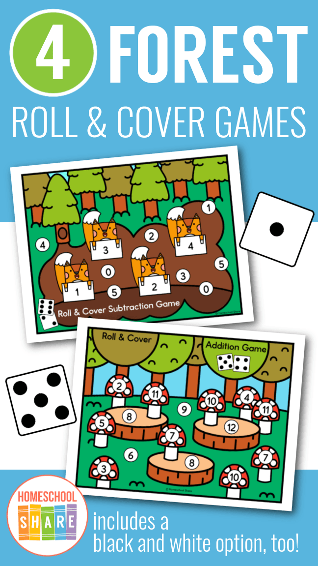 Forest Roll and Cover Dice Games (free!) - Homeschool Share