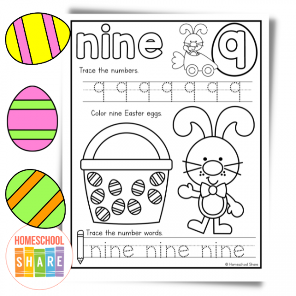 Easter Number Tracing Worksheets - Homeschool Share