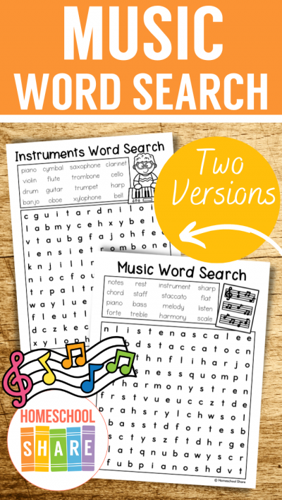 Music Word Search - Homeschool Share