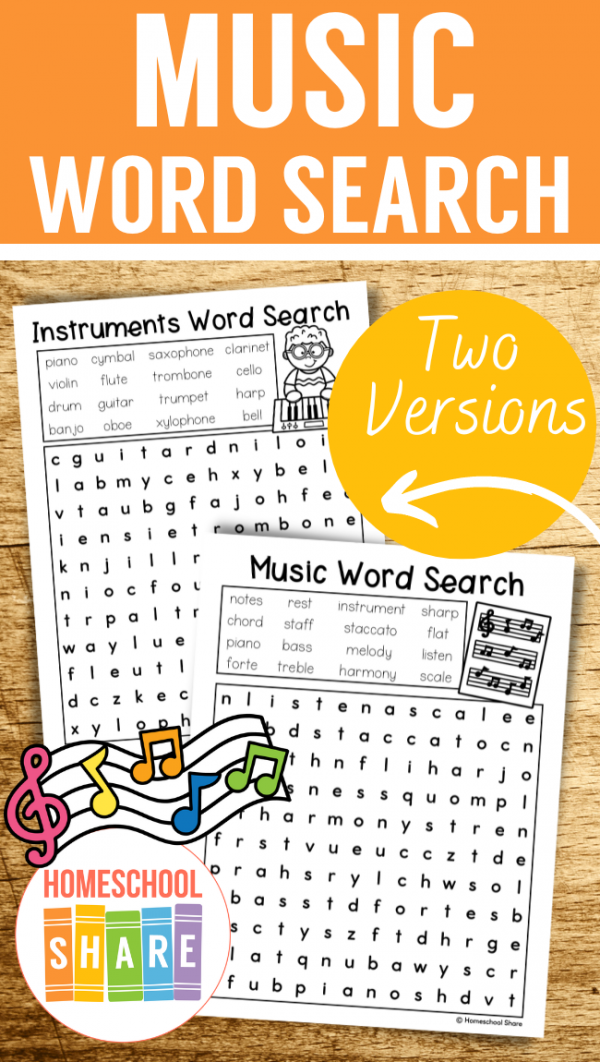 Music Word Search - Homeschool Share