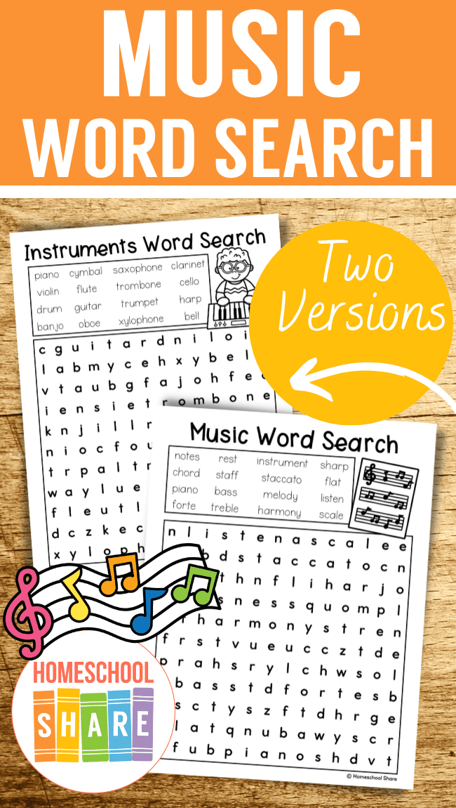 Music Word Search - Homeschool Share