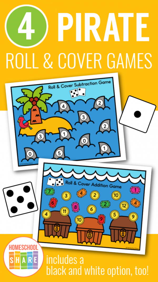 Pirate Roll and Cover Dice Games (free!) - Homeschool Share