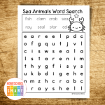 Sea Animals Word Search (free!) - Homeschool Share
