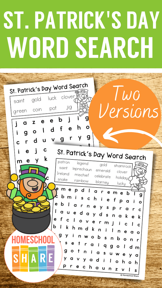 Free St. Patrick's Day Word Search - Homeschool Share