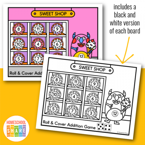 Sweet Treats Roll and Cover Dice Games - Homeschool Share