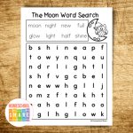 Moon Word Search (free!) - Homeschool Share