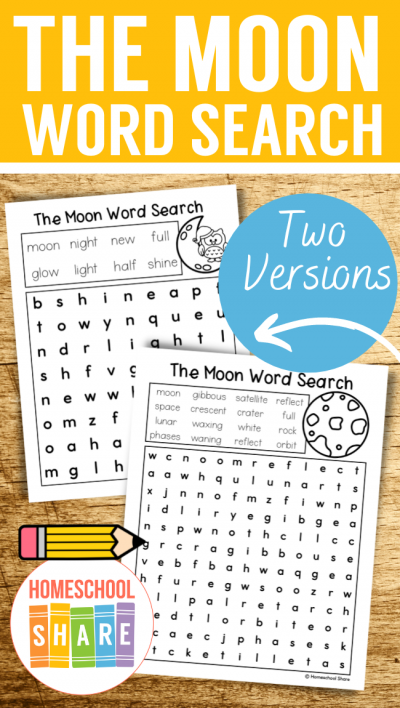 Moon Word Search (free!) - Homeschool Share