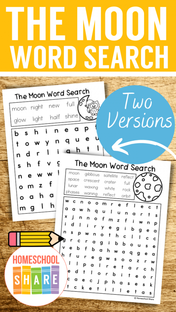 Moon Word Search (free!) - Homeschool Share
