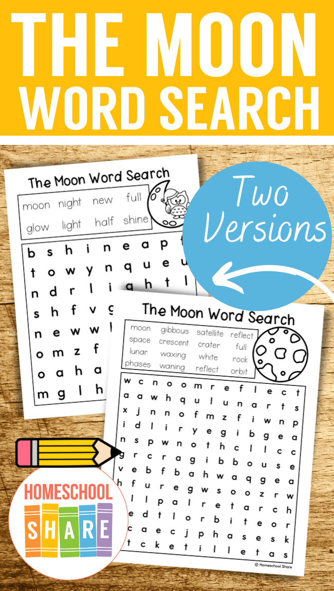 Moon Word Search (free!) - Homeschool Share