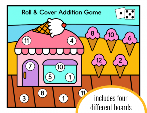 Sweet Treats Roll and Cover Dice Games - Homeschool Share
