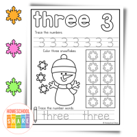 Winter Number Tracing Worksheets - Homeschool Share