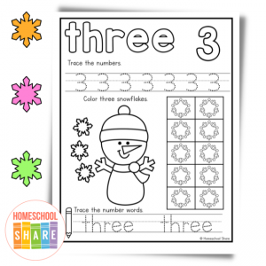 Winter Number Tracing Worksheets - Homeschool Share