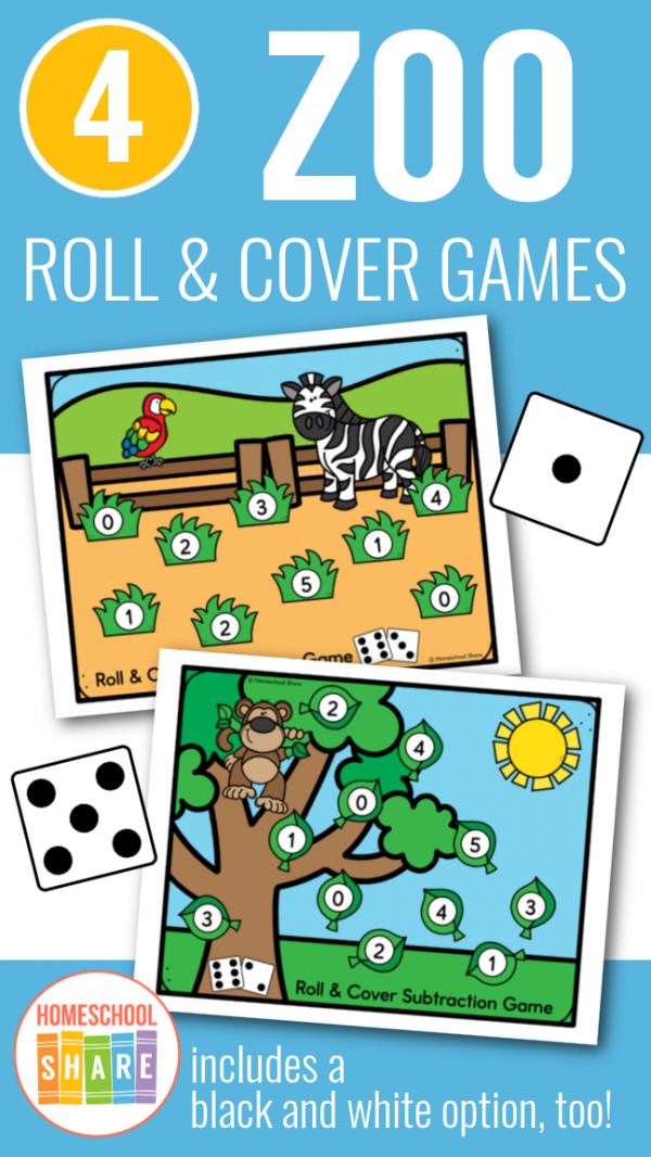 Zoo Roll and Cover Dice Games (free!) - Homeschool Share
