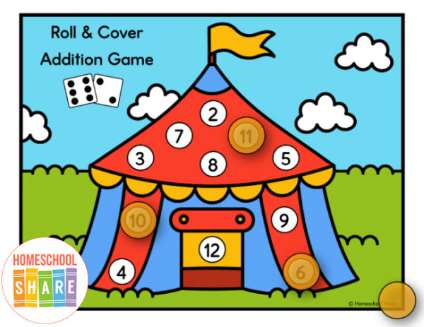 Circus Roll and Cover Math Games - Homeschool Share