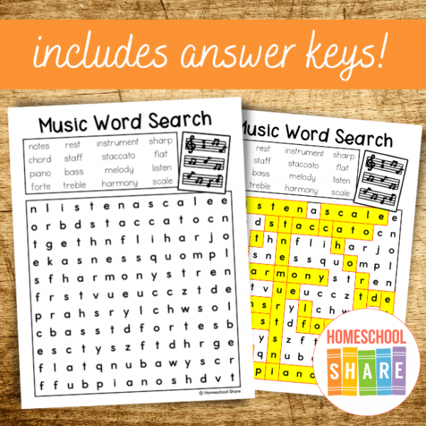 Music Word Search - Homeschool Share