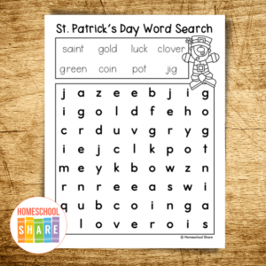 Free St. Patrick's Day Word Search - Homeschool Share