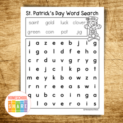 Free St. Patrick's Day Word Search - Homeschool Share