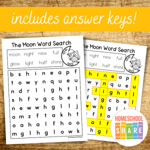 Moon Word Search (free!) - Homeschool Share