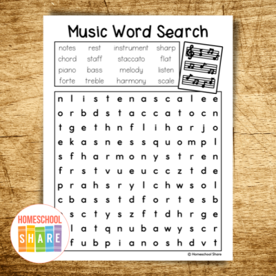 Music Word Search - Homeschool Share