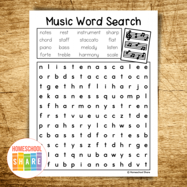 Music Word Search - Homeschool Share