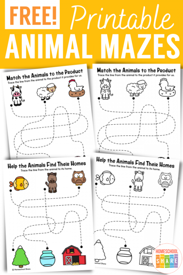 Animal Mazes Printable for Preschool - Homeschool Share