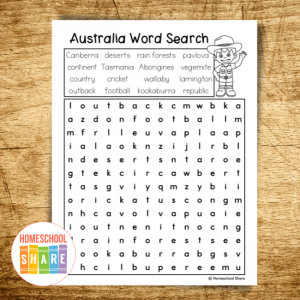 Australia Word Search (free!) - Homeschool Share
