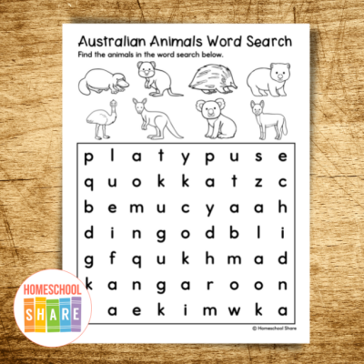 Australia Word Search (free!) - Homeschool Share
