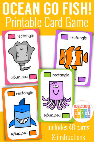 Ocean Shapes Go Fish Printable Cards - Homeschool Share