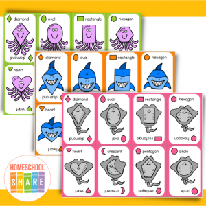 Ocean Shapes Go Fish Printable Cards - Homeschool Share