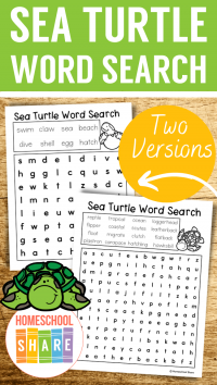 Sea Turtle Word Search (free!) - Homeschool Share