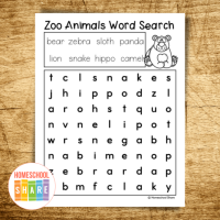 Zoo Animals Word Search (free!) - Homeschool Share