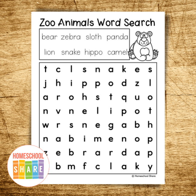Zoo Animals Word Search free Homeschool Share