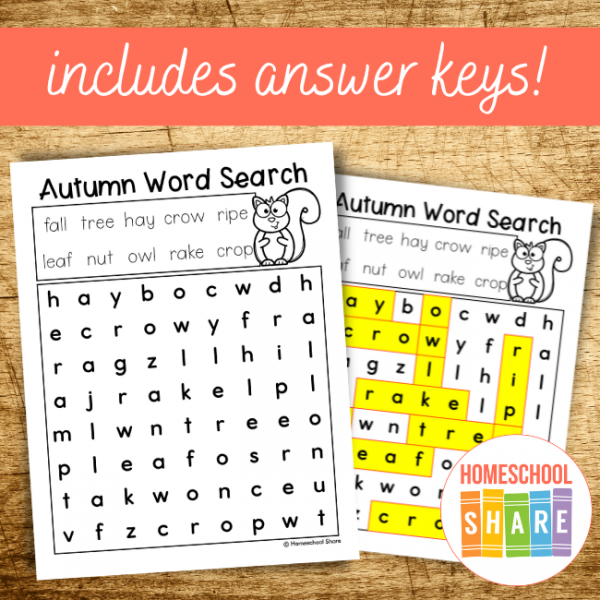 Autumn Word Search - Homeschool Share