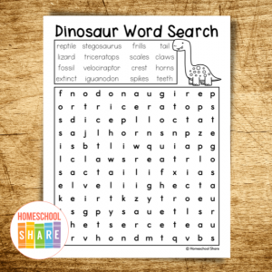 Free Dinosaurs Word Search - Homeschool Share