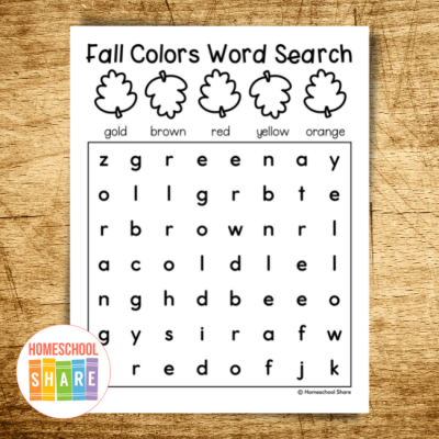 Autumn Word Search - Homeschool Share