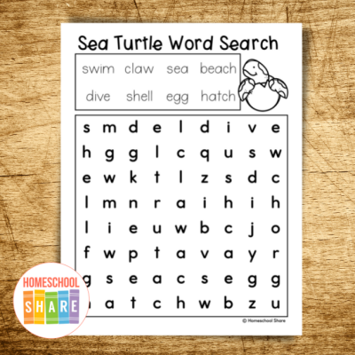 Sea Turtle Word Search (free!) - Homeschool Share