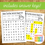 Sea Turtle Word Search (free!) - Homeschool Share