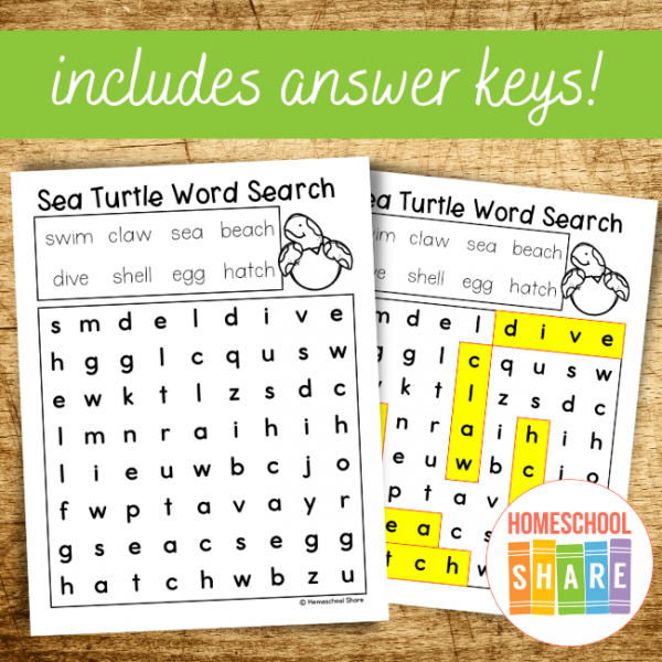 Sea Turtle Word Search (free!) - Homeschool Share