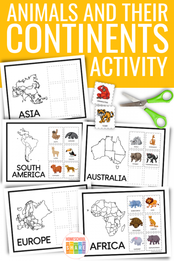 Animals and Their Continents Worksheet Set - Homeschool Share