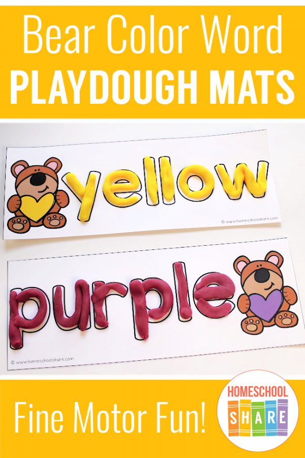 Bear Color Word Playdough Mats - Homeschool Share