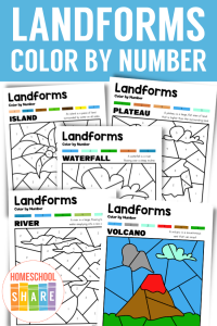 Landforms Color by Number Printables - Homeschool Share