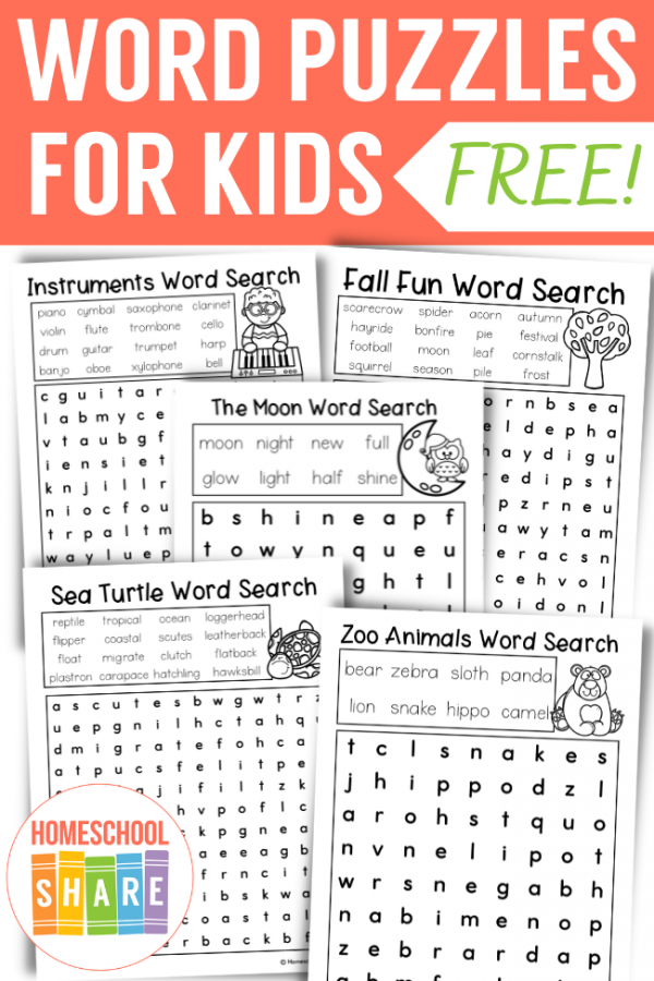 Word Puzzles for Kids (free!) - Homeschool Share