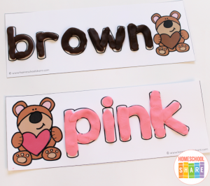 Bear Color Word Playdough Mats - Homeschool Share