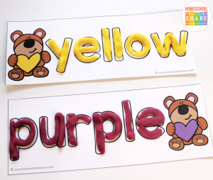 Bear Color Word Playdough Mats - Homeschool Share